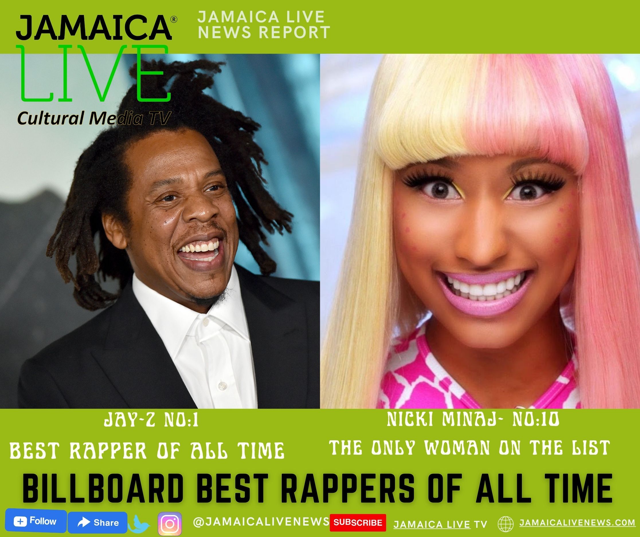 Jay Z And Nicki Minaj Billboard Best Rappers Of All Time Jamaica Live